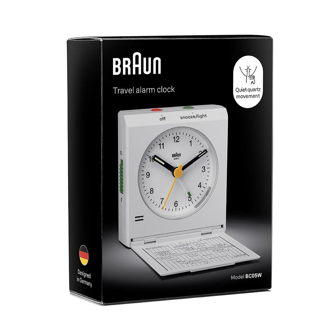 BC05 Braun travel analogue alarm clock- white – US - Braun Clocks & Watches