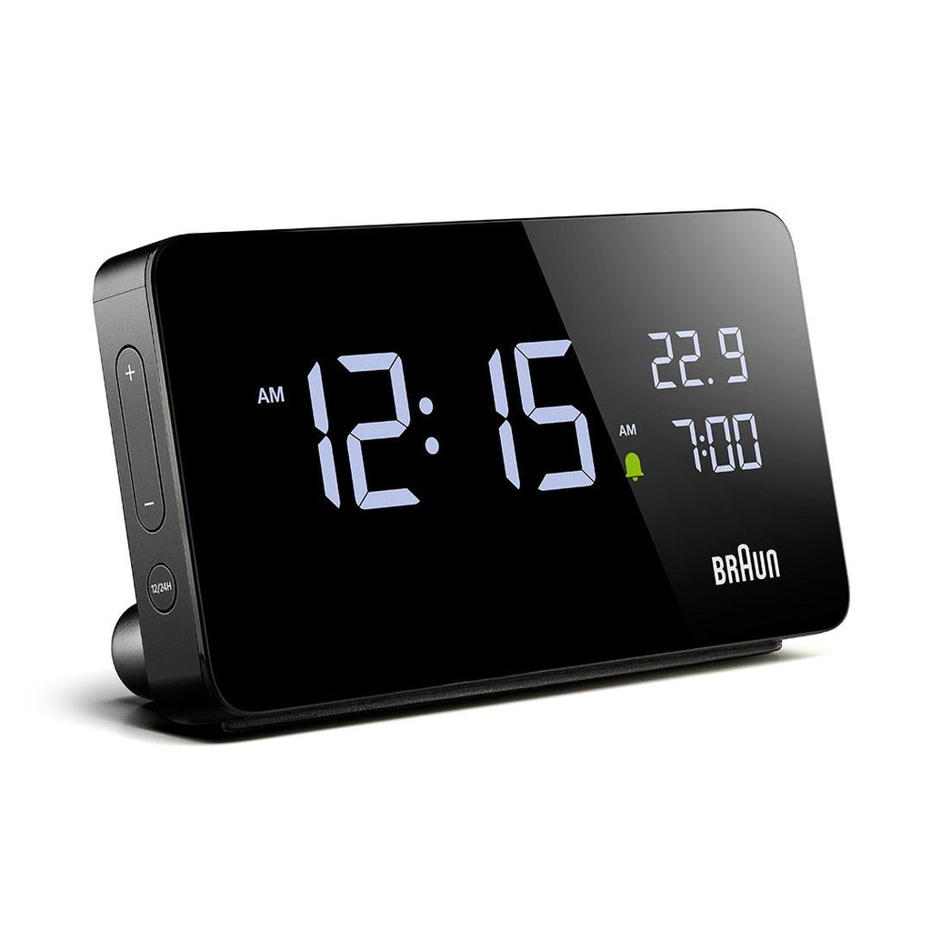 BC20 Braun digital rectangular alarm clock - black – US - Braun Clocks ...
