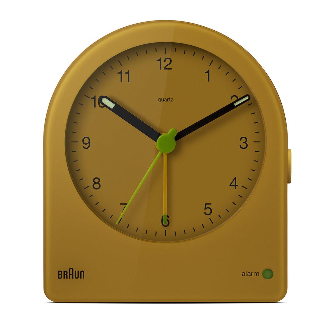 BC22Y Braun classic analogue alarm clock - yellow – US - Braun Clocks ...