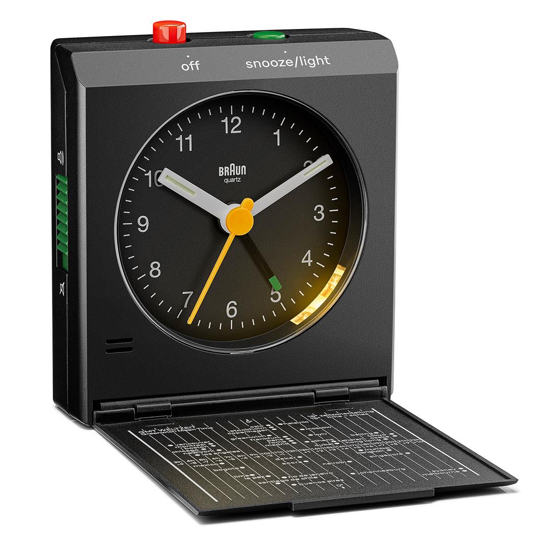 BC05 Braun travel analogue alarm clock - black – US - Braun Clocks ...