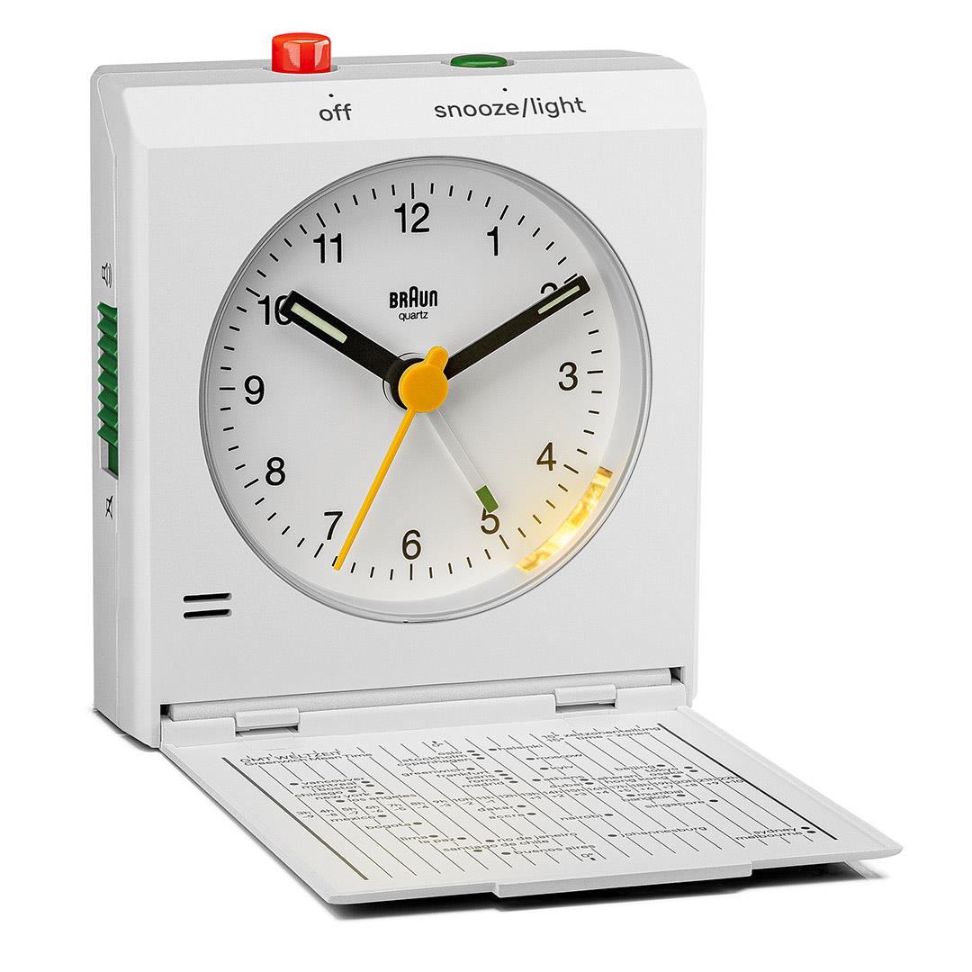 BC05 Braun travel analogue alarm clock- white – US - Braun Clocks & Watches