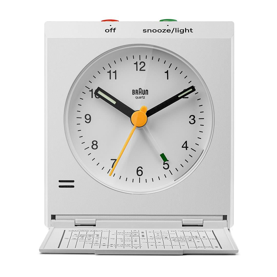 BC05 Braun travel analogue alarm clock- white – US - Braun Clocks & Watches
