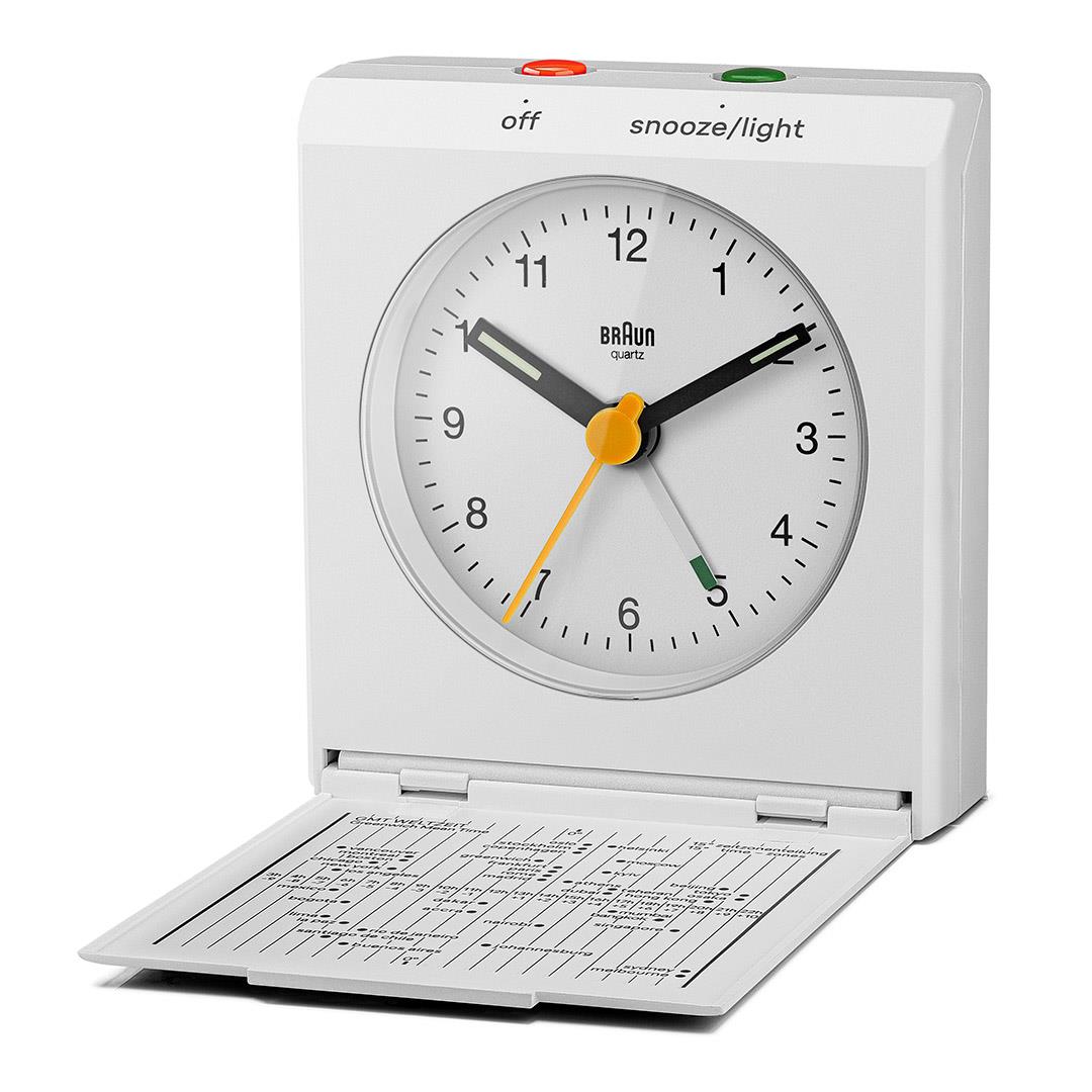 BC05 Braun travel analogue alarm clock- white – US - Braun Clocks & Watches
