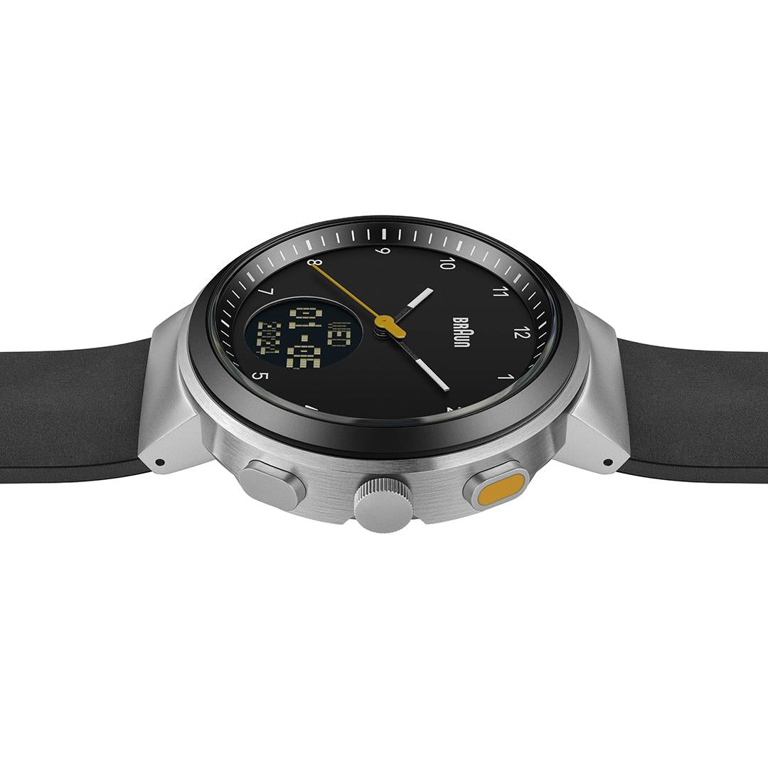 BN0299 Braun gents step counter watch - black dial and black silicone ...